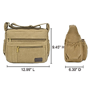 Fabuxry Light Weight Canvas Shoulder Bag for Women Messenger Handbags Cross Body Multi Zipper Pockets Bag (Grey)