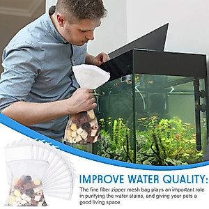 Geiserailie 15 Pieces Aquarium Filter Media Bags 150 μm Fine Filter Bags Mesh Reusable Bags with Zipper for Activated Carbon Resins Filter (Nylon, 5.5 x 7.9 Inch)