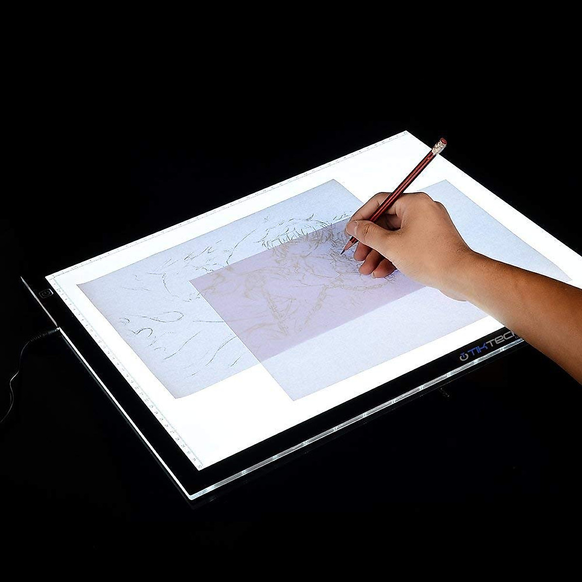A4 Ultra-Thin Portable LED tracing Light Box Dimmable Brightness LED Art Tracing Pad for Artist Drawing Sketching Animation Stencilling and 5d Diamond Painting (Black, A4)