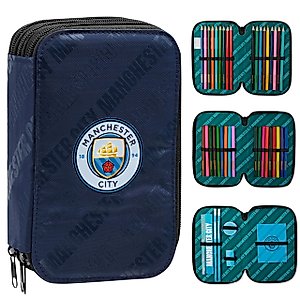 Manchester City F.C. Filled Pencil Case Colouring Stationery Set School Supplies, Navy