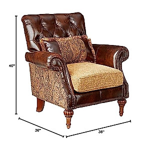 ACME AC-0 Sofa, 2Tone Brown PU & Chenille