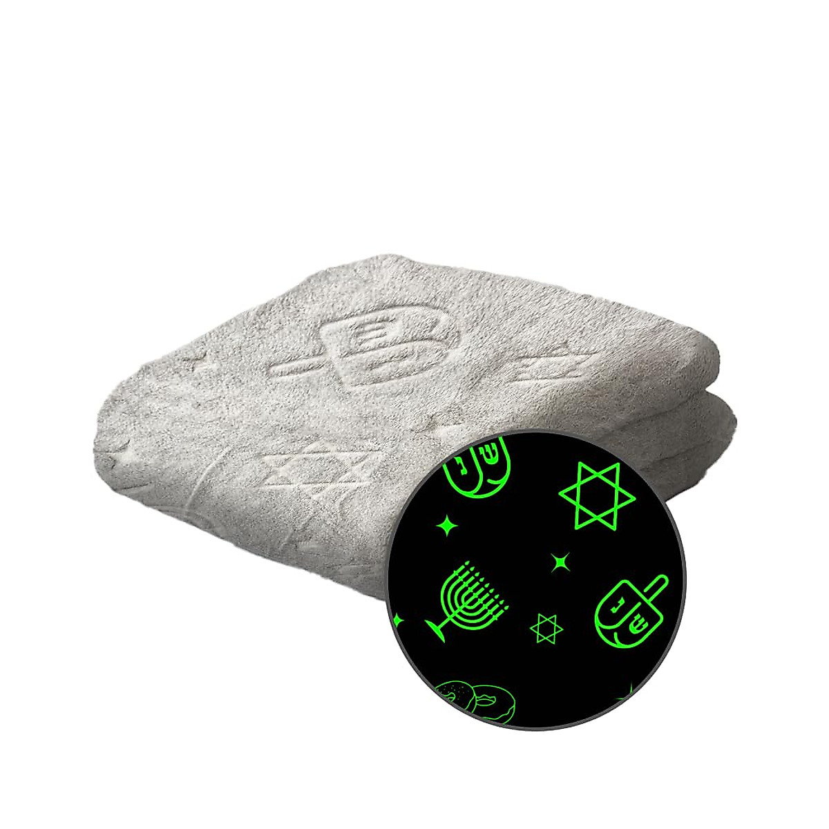 Glow in The Dark Chanukah Blanket – Soft Flannel Throw with Menorah, Dreidels & Jewish Stars – Perfect Hanukkah Gift for Kids & Adults – Cozy, Plush, and Machine Washable – All Season Holiday Blanket