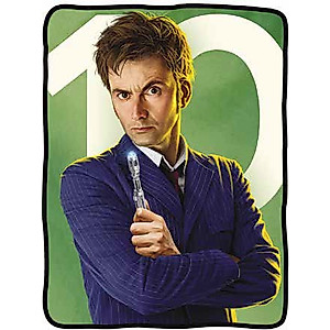 Doctor Who 10th Doctor Fleece Throw Blanket - Officially Licensed Doctor Who Soft Fleece Throw