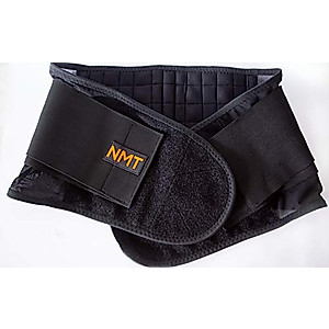 Back Brace by NMT ~ Lumbar Support Black Belt ~ Posture Corrector ~ Pain Relief from Arthritis, Sciatica, Scoliosis, Backache, Slipped Disc, Hernia, Spinal Stenosis ~ Injury Prevention ~ 4 Adjustable Sizes -'L' Fits Waist 34-40" (86-102cm)