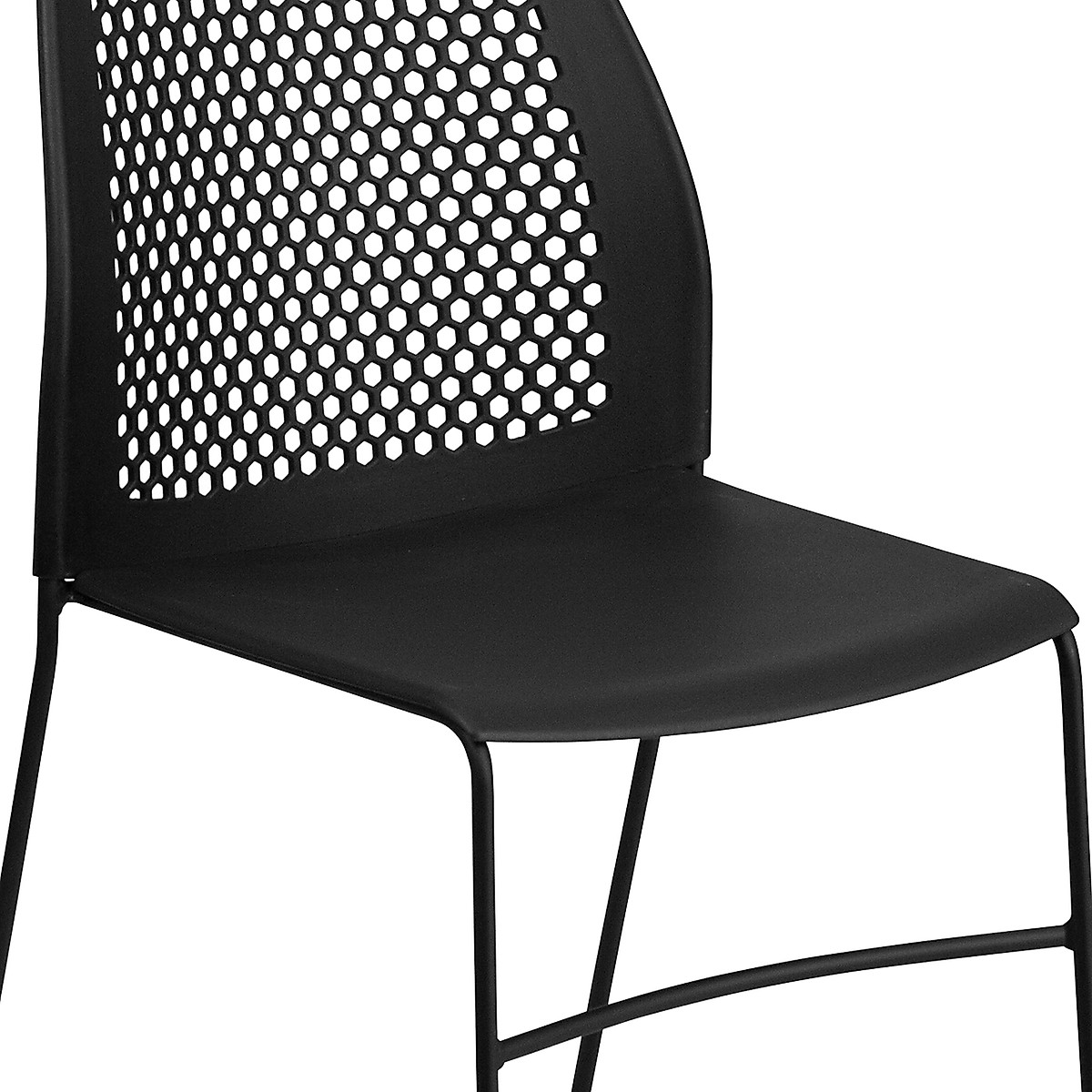 Flash Furniture 5 Pack HERCULES Series 661 lb. Capacity Black Stack Chair with Air-Vent Back and Black Powder Coated Sled Base
