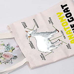 MEIKIUP Goat Lover Tote Bag Goat Themed Gifts Anatomy Of The Goat Pet Goat Gifts Farm Farmer Goat Mom Gift (Anatomy Of The Goat BAG)