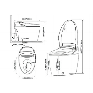Homary Modern Smart Toilet, One-Piece 1.27 GPF Toilet Intelligent Elongated Bidet Toilet Auto Flush, Foot Sensor Operation, Heated Seat, Warm Water and Dry, Air Dryer, Digital Display