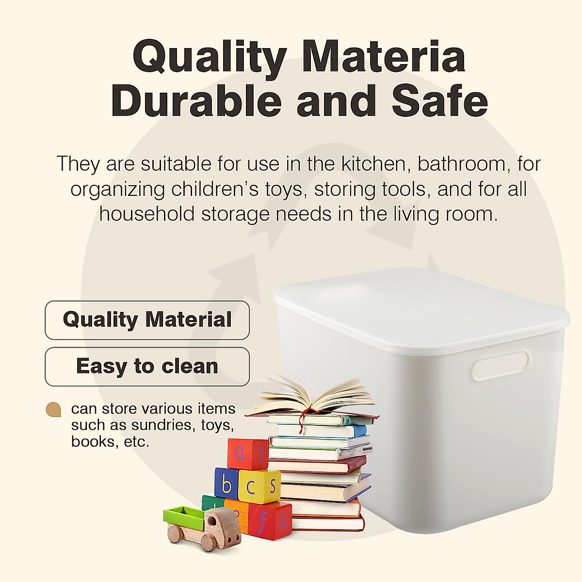 WINWOL S White Bins for Organizing - Plastic Storage Baskets for Shelves,Organizer Bin Large,For Home and Office Use,Efficient Storage Bin for All Needs (S)