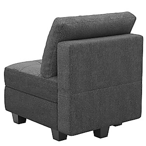 Belffin Middle Module Seat for Modular Sofa Sectional Couch with Storage Accent Armless Sofa Chair Modern Fabric Dark Grey