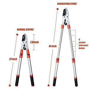 THANOS A1101 Extendable Anvil Loppers Tree Trimmer with Compound Action,Chops Thick Branch Ease,28-40'' Telescopic Heavy Duty Branch Cutter,2 inch Clean Cut Capacity.