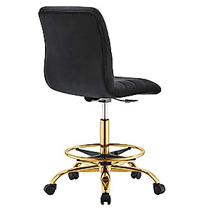 Modway Ripple Armless Performance Velvet Drafting Chair in Gold Black