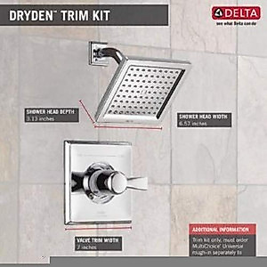 Delta Faucet Dryden 14 Series Single-Function Shower Trim Kit with Single-Spray Touch-Clean Shower Head, Champagne Bronze T14251-CZ (Valve Not Included)