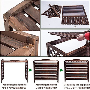 YPINKZ Wooden Air Conditioner Hider Fencing,Wood Air Conditione Flower Stand,Wood Air Conditioning Privacy Screen,Brown,100x43x94cm,110x50x105cm (Size : 85x35x75cm(33.5x14x29.5in))