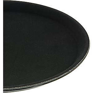 Carlisle FoodService Products 1100GL004 GripLite Rubber Lined Non-Slip Round Serving Tray, 11" Diameter, Black (Pack of 12)