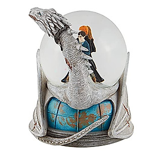 Enesco Harry Potter, Ron and Hermoine Riding Ukranian Ironbelly Dragon Water Globe Waterball, 5.71 Inch, Multicolor