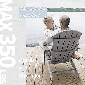 YEFU Adirondack Chair Plastic Weather Resistant, Patio Chairs, Widely Used in Outdoor, Fire Pit, Outside, Garden, Campfire Chairs (Grey)