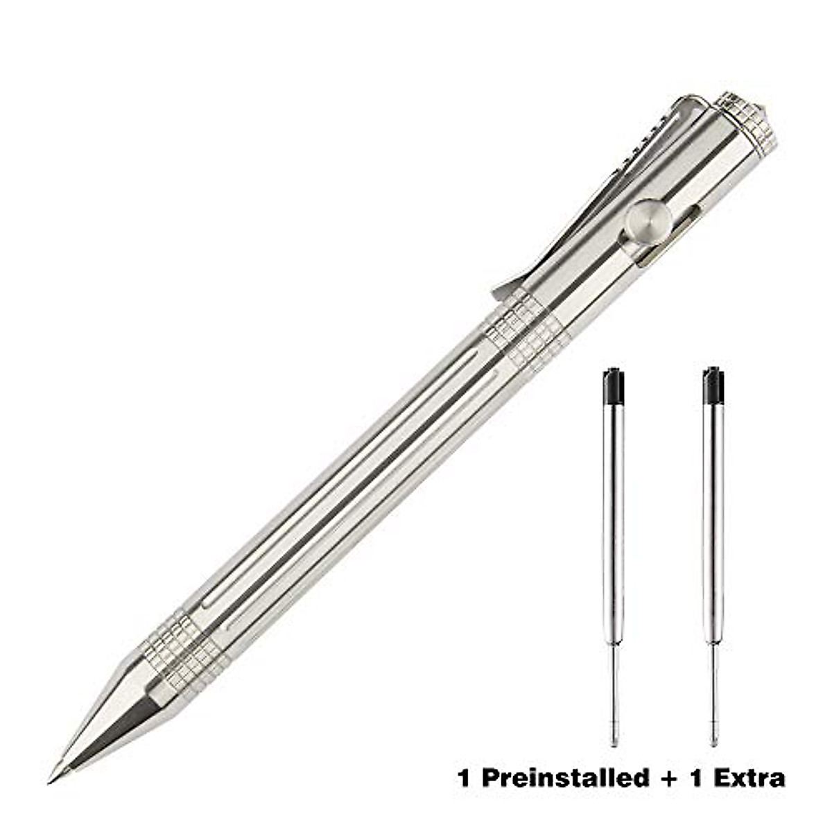 SMOOTHERPRO Bolt Action Pen Stainless Steel Pen with Decent Durable Stainless Steel Pen Clip Military Design for EDC Outdoor Office Signature (SST331)