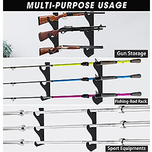 WIPHANY Gun Metal Rack Storage Shotgun Hooks Shotgun Hangers Any Shotguns Archery Bow with Soft Padding and Heavy Duty Steel Black (Updated Gun Rack)