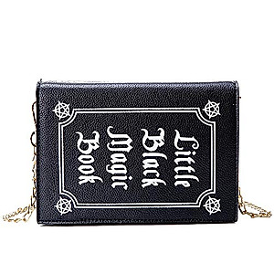 Unknown Magic Book Crossbody Bag, Girl Leather Chain Shoulder Bag Shoulder Bag, Black, One Size