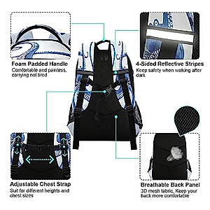 Funky Qiu Watercolor Sea Animal Octopus Backpack Durable Lightweight College School Bookbag Daypack Rucksack for Boys Girl Student