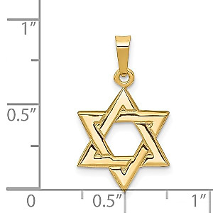 14K Yellow Gold Star of David Jewish Magen Necklace Judaica Religious Pendant Israel Charm 23mm x 13mm Only