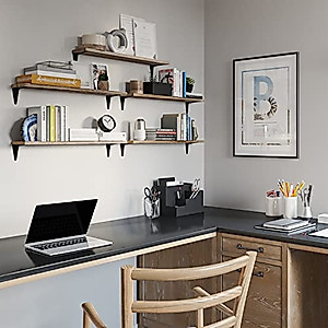 SHELFIN Mona 24" Floating Shelves for Storage Wall Bookshelves Living Room Office Supplies & Kitchen Organizer Set of 5 Burnt Finish