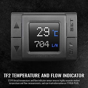Thermaltake Pacific TF2 G1/4 Copper Core Construction TT RGB Plus Software Monitoring Celsius/Fahrenheit Temperature and Flow Indicator CL-W275-CU00SW-A
