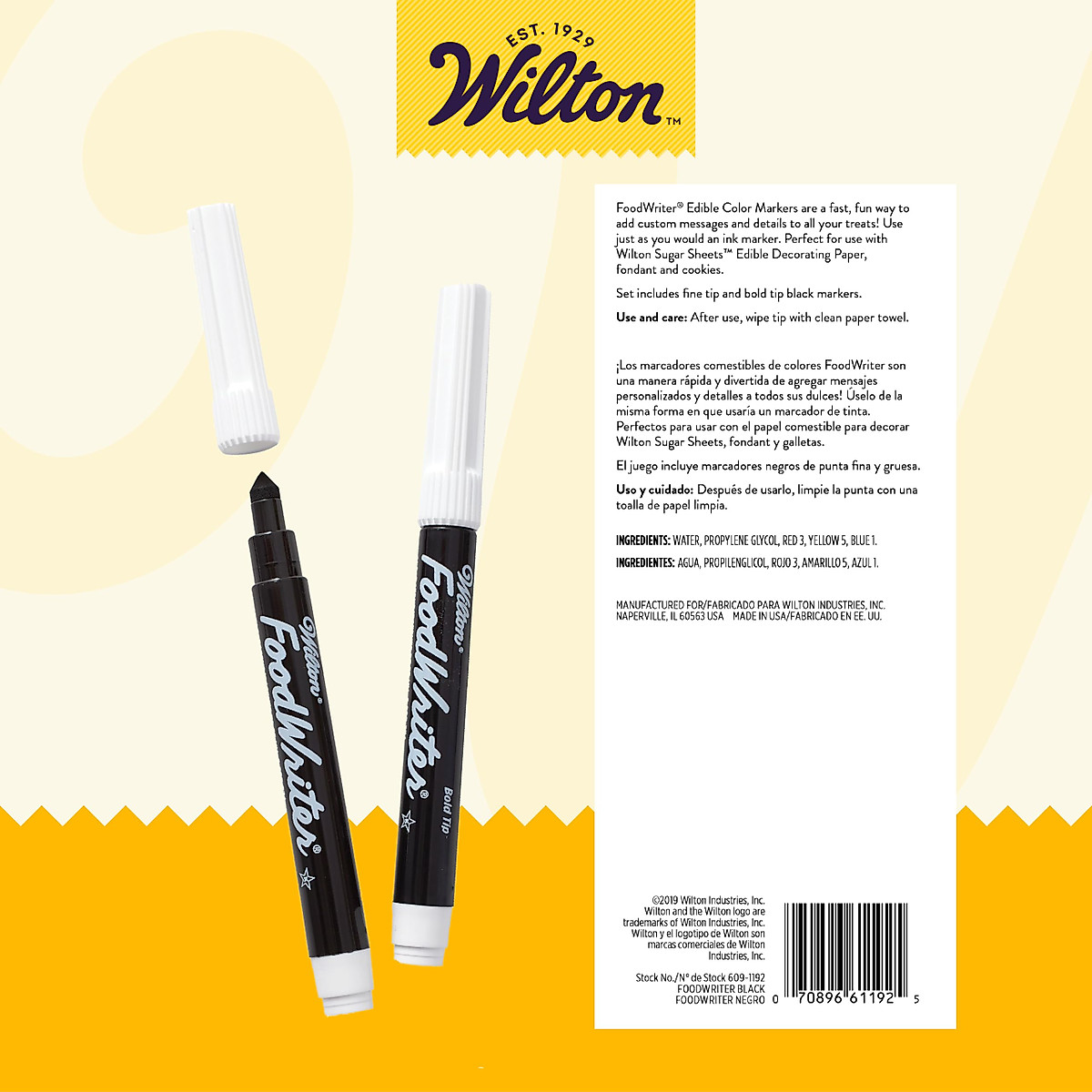 Wilton 609-1192 Black Food Writer Edible Ink Markers, 2 Count (Pack of 1)