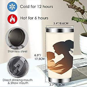 FOCIUZTA 20oz Maternal Silhouette Design Tumbler with lid, Travel Coffee Cup, Ideal for Easter, Mother Day, and birthday gifts