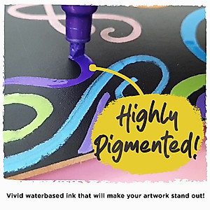 Metallic Chalk Markers (10 Pack) Liquid Chalk Pens - For Blackboards, Chalkboard, Bistro Menu, Window - Wet Wipe Erasable - 6mm Reversible Bullet & Chisel Tip