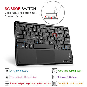 Fintie Ultrathin 4mm Wireless Bluetooth Keyboard with Built-in Multi-Touch Touchpad for iPad, iPhone, Samsung Galaxy, Nexus, Microsoft Surface, HP and Other Bluetooth Devices [Retail Packaging]