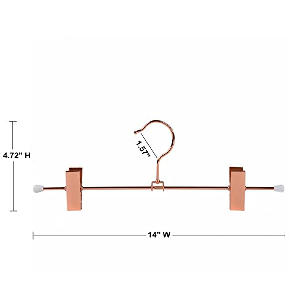 HUMIA 14 Inch Rose Copper Gold Metal Pants Skirts Hangers 12 Pack, Sturdy for Slacks Trousers with 2 Adjustable Non Slip Clips and Swivel Hook (Rose Copper, 12)