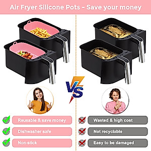 Air Fryer Silicone Pots, 2 Packs Food Grade Reusable Heat Resistant Easy Cleaning Silicone Air Fryer Liner Basket Bowl Accessories for Ninja Foodi Dual DZ201 DZ401 DZ550 8 QT 10 QT Air Fryer