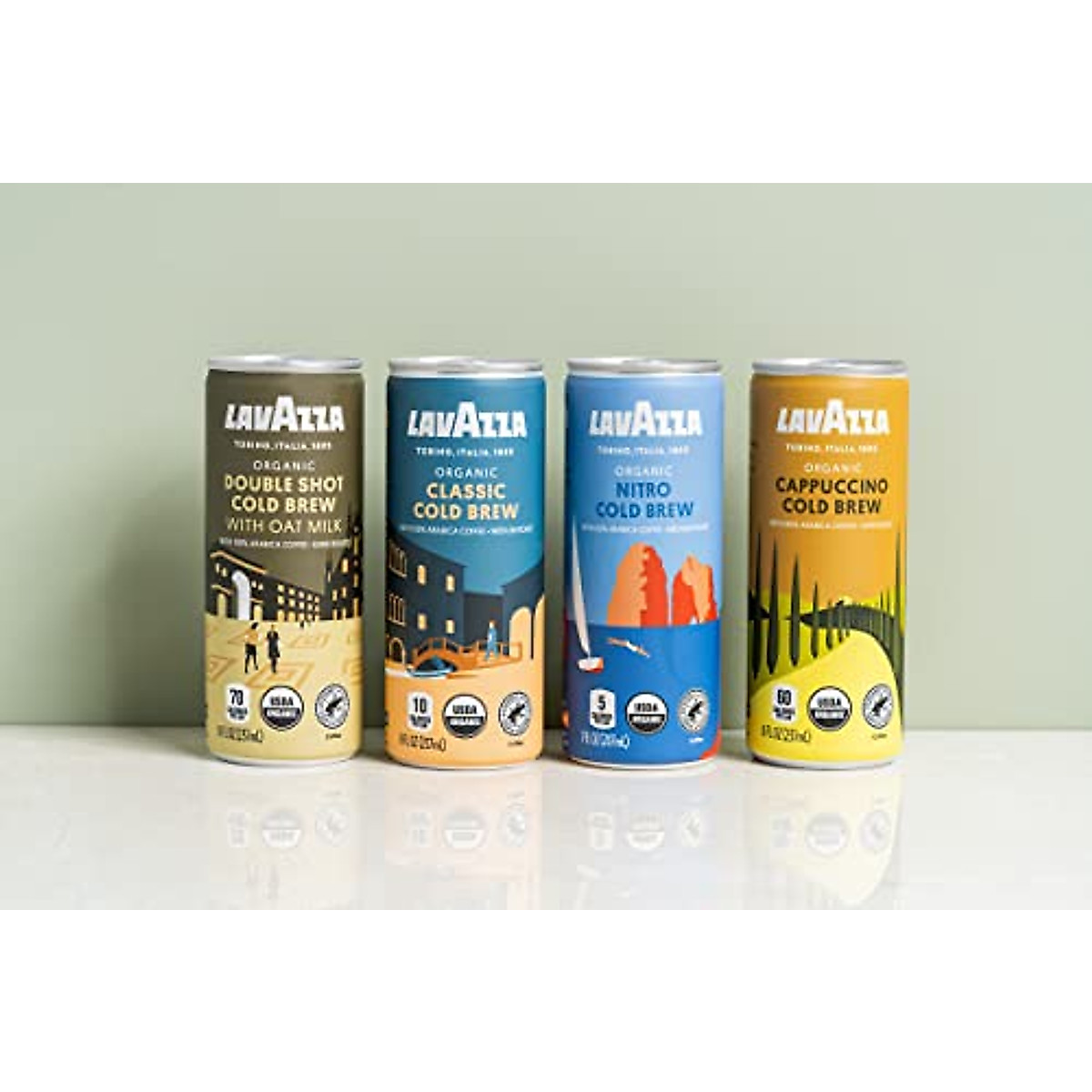 Lavazza Organic Cold Brew Coffee Variety Pack of 12 Count - Balanced, Complex, Smooth, Fruity, Sweet, Creamy, Medium and Dark Roast, 100% Arabica, USDA Organic and Rainforest Alliance Certified,1 Count(Pack of 12)