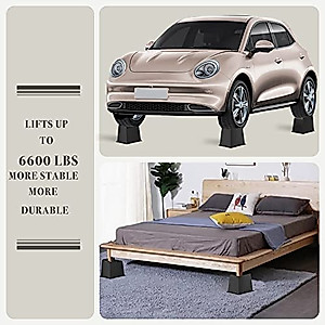 Jeethemy Bed Risers, 6-inch Furniture Risers for Desk/Couch/Sofa/Table and Chair Leg Lifts,Widen and Enlarge The Design Heavy Duty Set of 4, Supports up to 6600 lbs,XL Rectangle Black