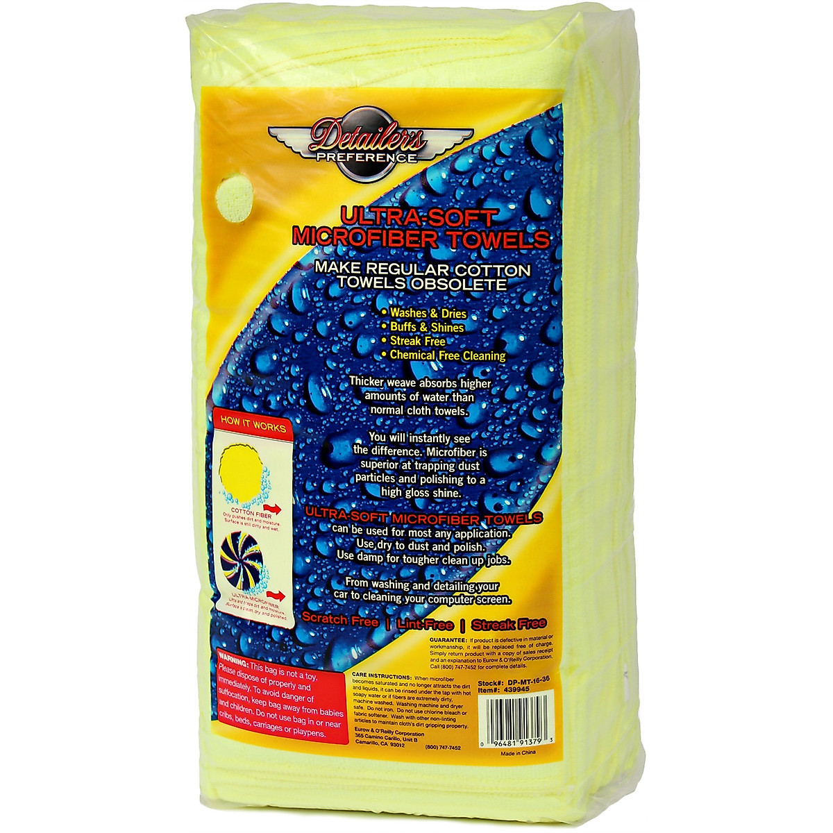 Eurow Microfiber Premium 16in x 16in 350 GSM Cleaning Towels 36-Pack