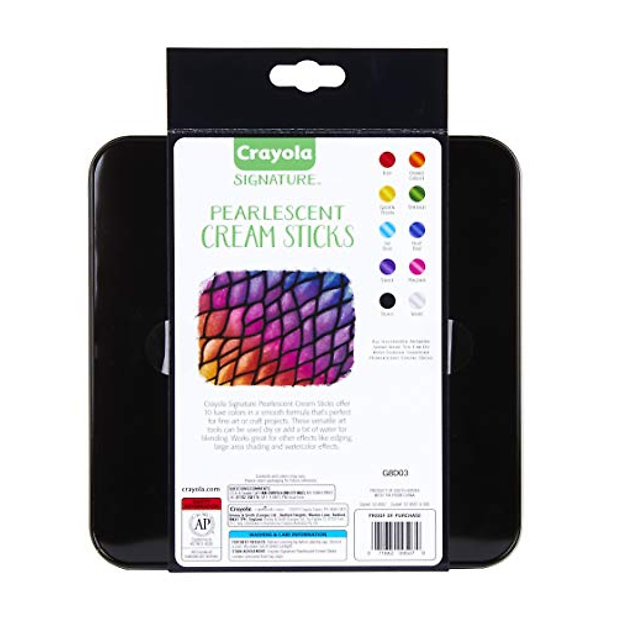Crayola Pearlescent Cream Sticks & Case, Oil Pastel Alternative, Gift Set, 10 Count