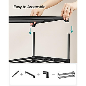 SONGMICS Shoe Rack, 3 Tier Shoe Organizer, Metal Shoe Storage Shelf for 18 Pairs of Shoes, Easy to Assemble, Entryway, Black ULSA033B01