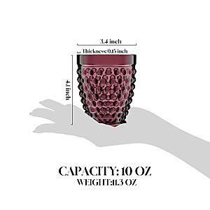 OMITA Hobnail Drinking Glasses Set of 6-13.32 oz Vintage Embossed Tall Wine Glass - Perfect for Beverages, Juice - Crystal Drink Glassware Set for Dinner Parties, Bar & Restaurant