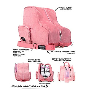 Fydelity Roller Skate Bags for Women Girls Roller Skate Backpack Roller Skate Accessories Ice Skates Kids Ice Skate Bag Rollerskate bag Ice Skating Bag Roller Skating Bag Corduroy Pink