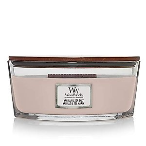 Woodwick Ellipse Scented Candle, Vanilla & Sea Salt, 16oz | Up to 50 Hours Burn Time