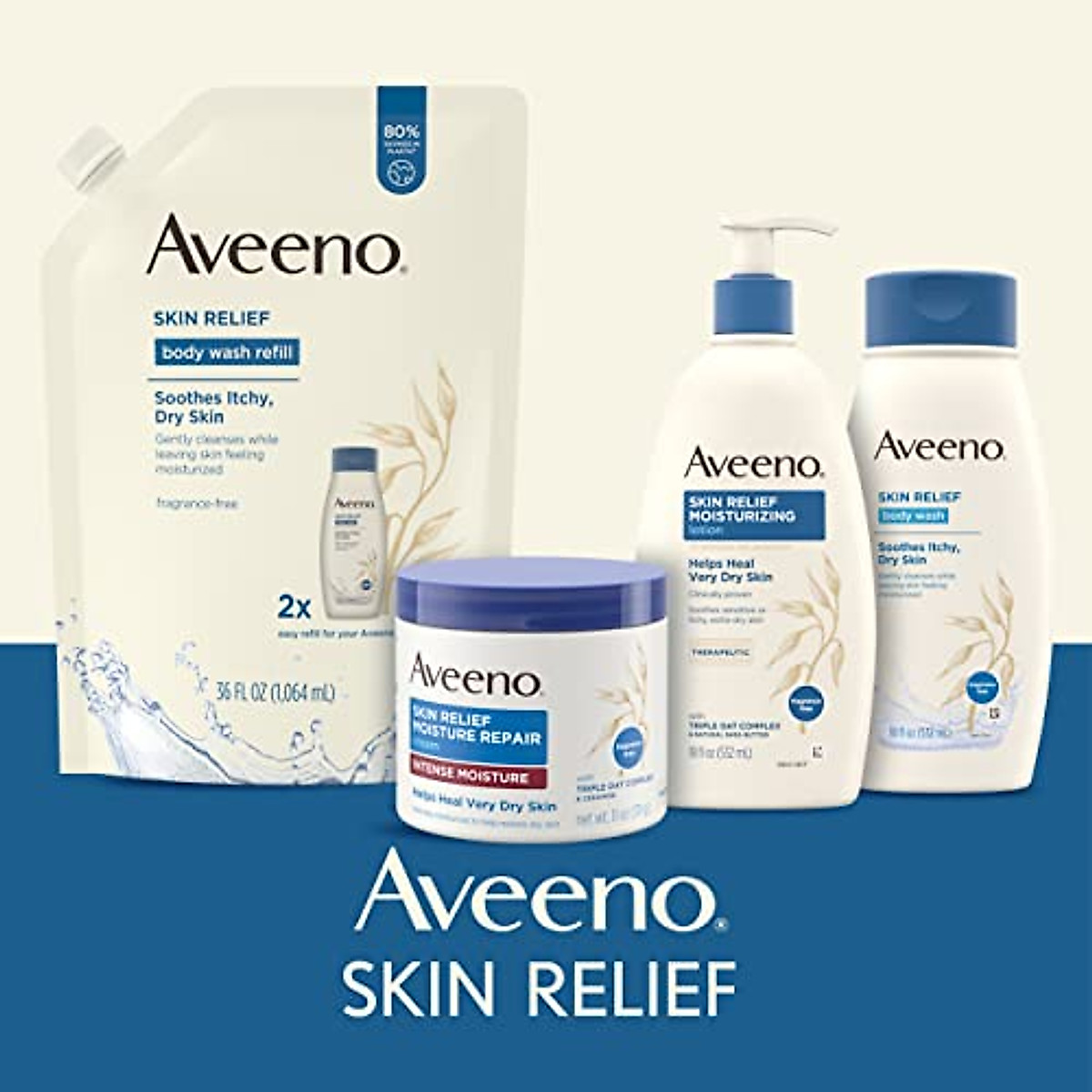 Aveeno Skin Relief Fragrance-Free Body Wash with Triple Oat Formula Soothes Itchy, Dry Skin, Formulated for Sensitive Skin, Fragrance-, Paraben-, Dye- & Soap-Free, 12 fl. oz