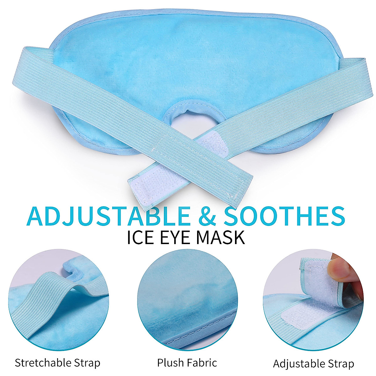 Cooling Eye Mask with Gel Bead, Reusable Cold Compress Ice Pack Sleeping Eye Cooling Pads for After Eyelid Surgery, Puffiness, Puffy Eyes, Headache, Migraine Relief(Blue)