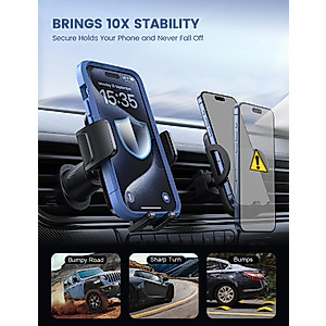 Lamicall 2024 Wider Clamp & Metal Hook Car Phone Holder Vent [Thick Cases Friendly] Phone Holder Car Hands Free Cradle Air Vent for Smartphone (Dark Grey)