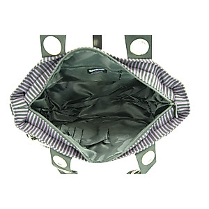 Lost Queen Striped Punk Rock Steampunk Purse with Handcuff Skull Charm (White), Medium