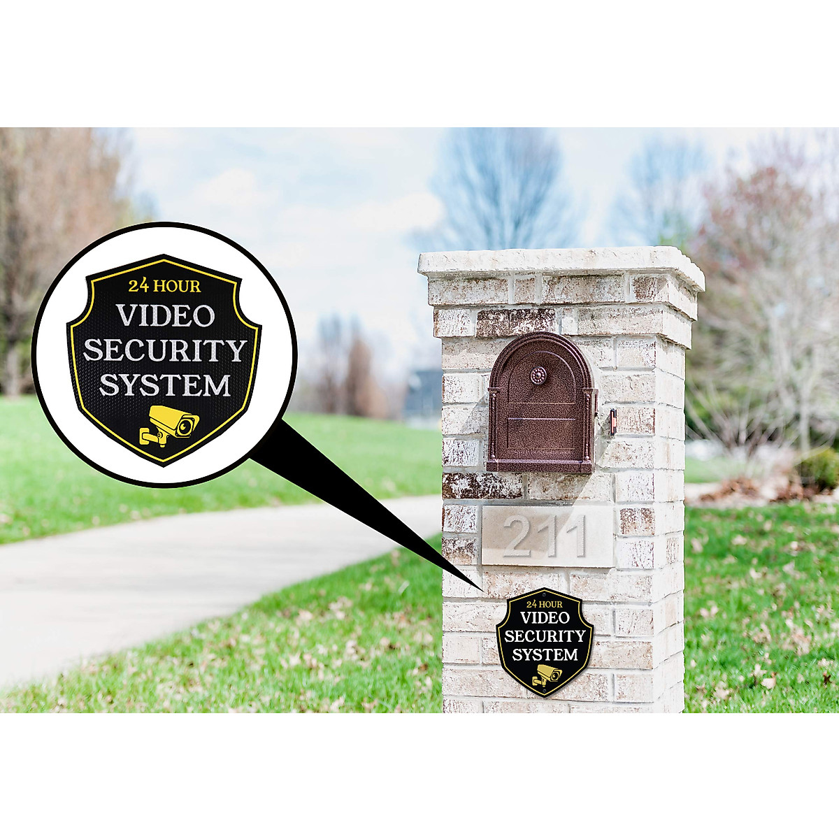 Warning 24 Hour Security Camera Sign | Professional Classic Design | Heavy Duty Dibond Aluminum | Home Property Surveillance Signs | Video Surveillance Wall Sign “REFLECTIVE” |