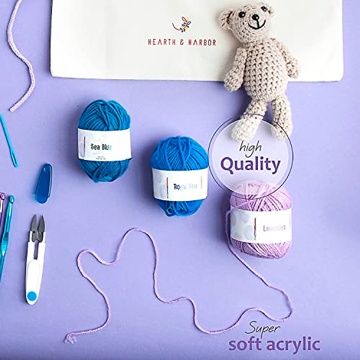 Acrylic Yarn Skeins 12 x 50g - 1200 Yards - Yarn for Crocheting - Soft Crochet Yarn for Knitting and Crafts - Multicolored Crochet Craft Yarn for Adults and Kids - 12 Pack