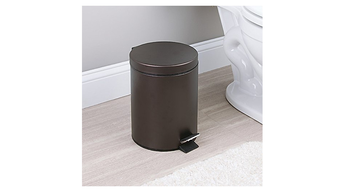 iDesign 44211EU Metal Step Trash Can - 5 Liter Bronze Waste Bin