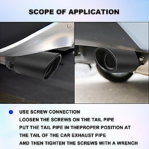 Stainless Steel Car Exhaust Tip, 2.5" to 3.3" Adjustable Car Decoration Chrome-Plated Finish Exhaust Tailpipe, Universal Car Exhaust Pipe Modification Tail Throat Tail Pipe (Black #Straight)