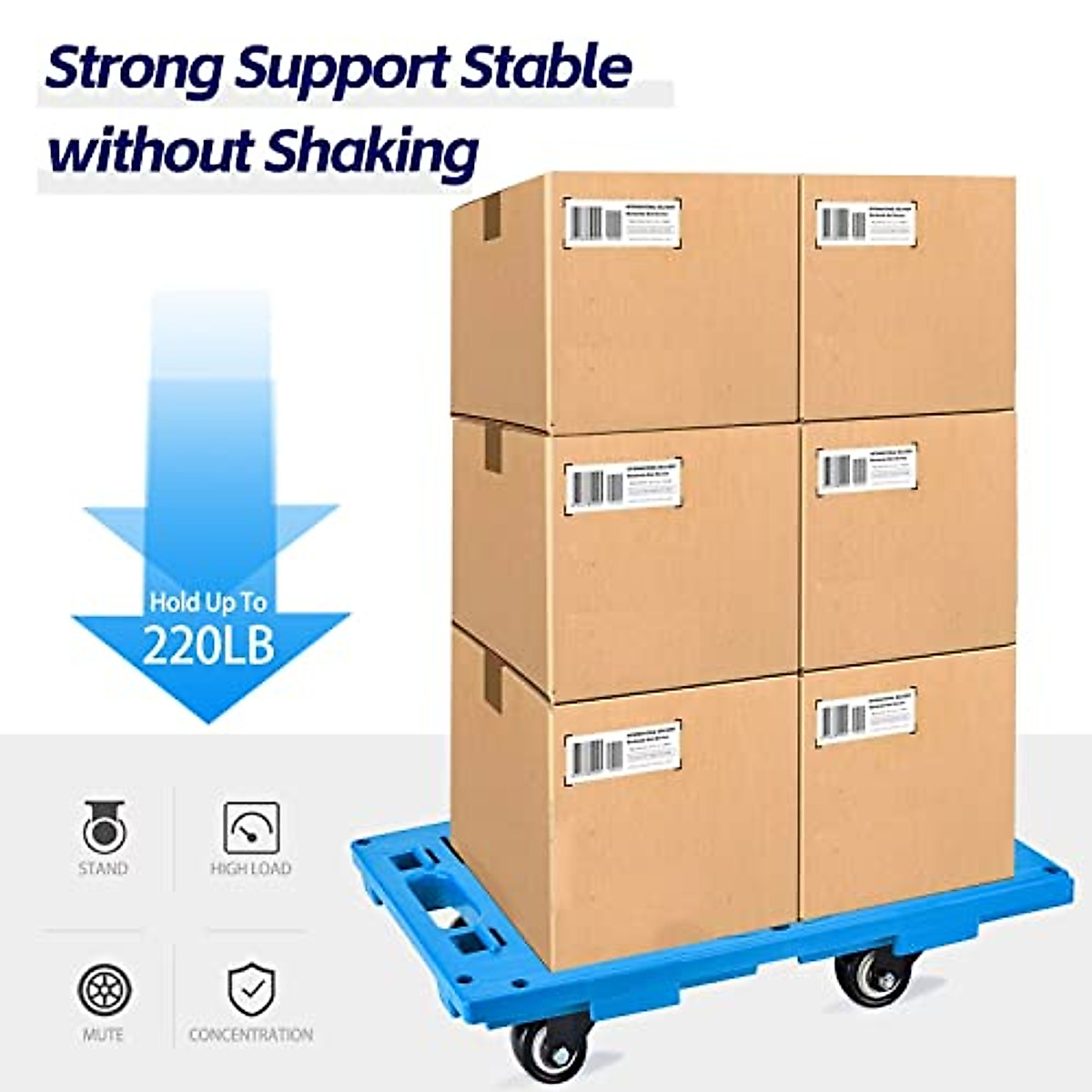 KURPHOYIN Furniture Moving Dolly with Wheels Heavy Duty Small Portable Floor Cart Interlocking Design Free Combination 2 Packs (Blue)